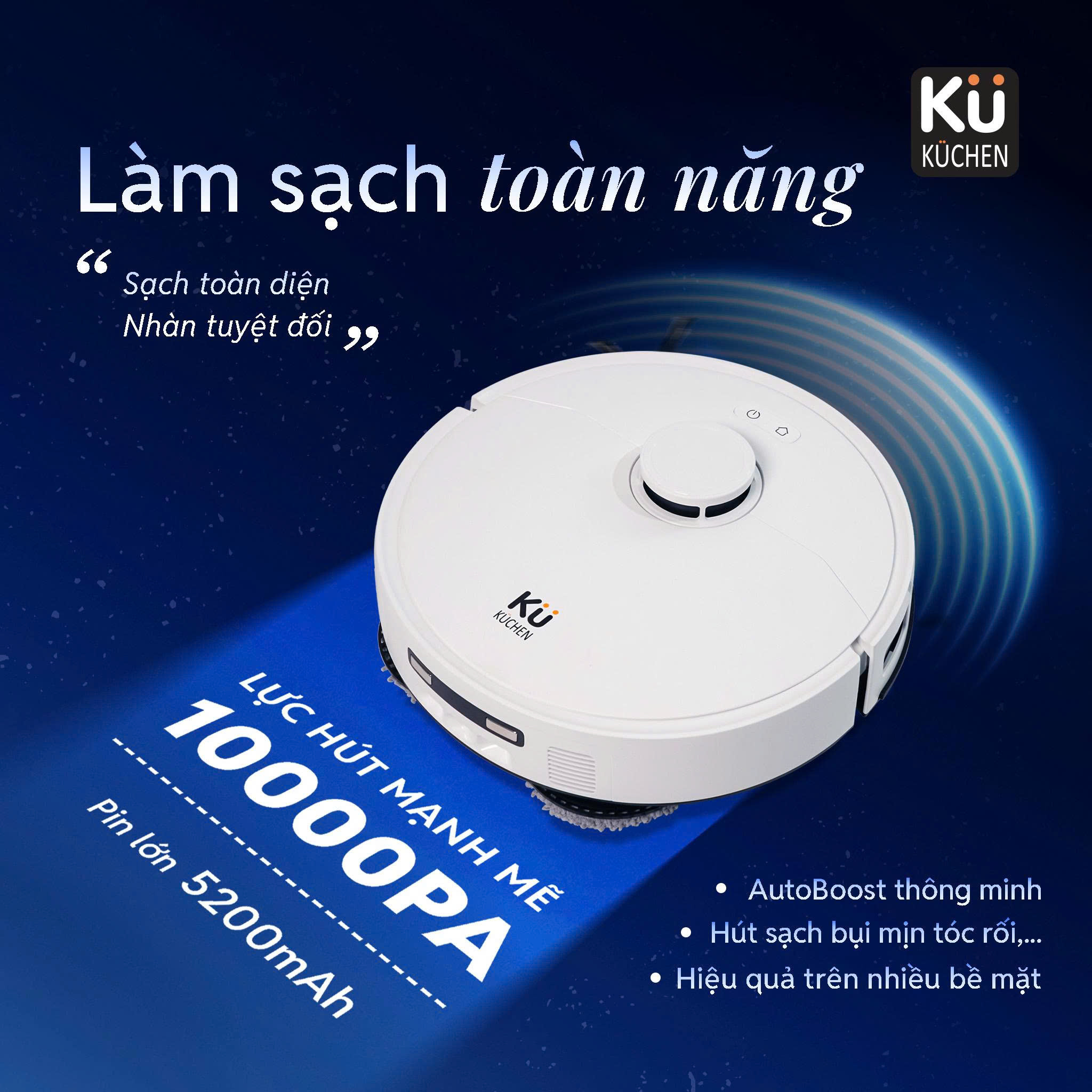 Robot thông minh KUCHEN SW 75 (5 in 1) hút bụi - lau nhà - tự động đổ ...